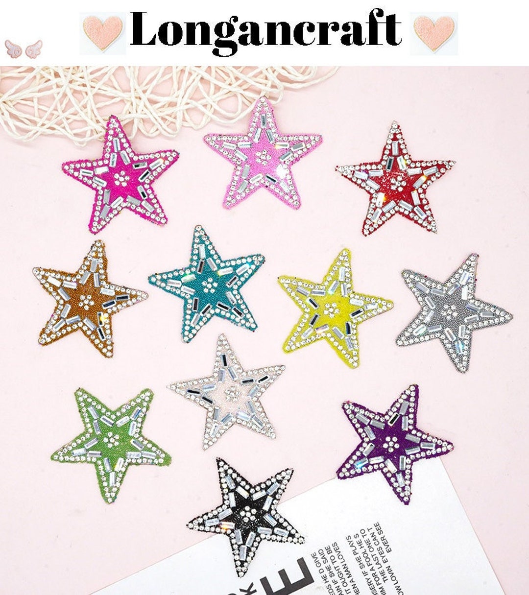 2pcs Star Rhinestone Patches, Color Star Rhinestones Patch, Iron on ...