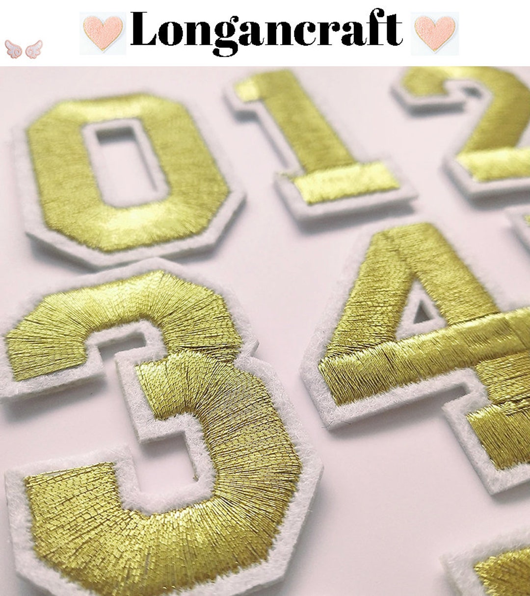 2.0 Inch Gold Number Embroidery Patch, DIY Number Patches, Patches for ...