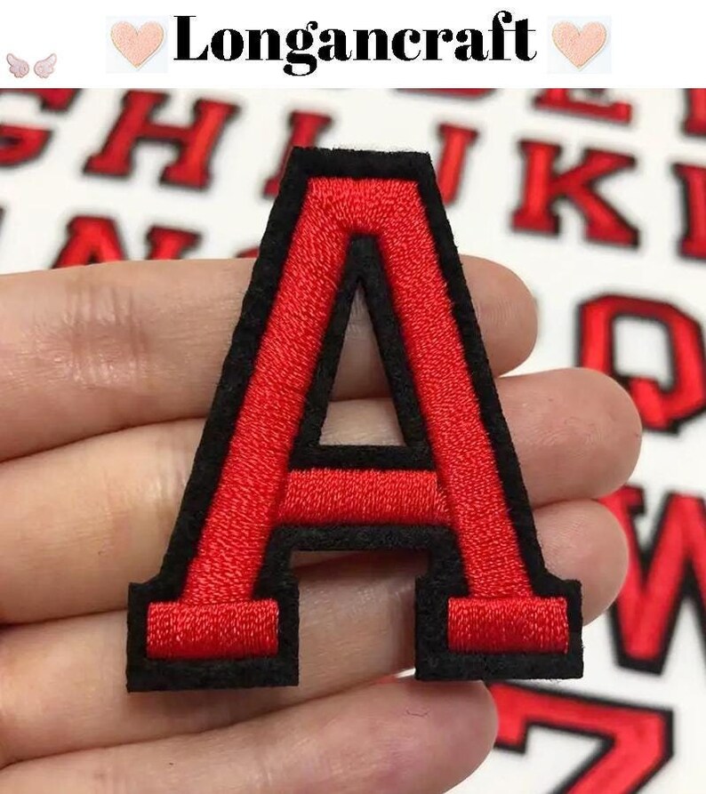 2.0 Inch Red Letter Embroidered Patch , DIY Name Alphabet Patches ...