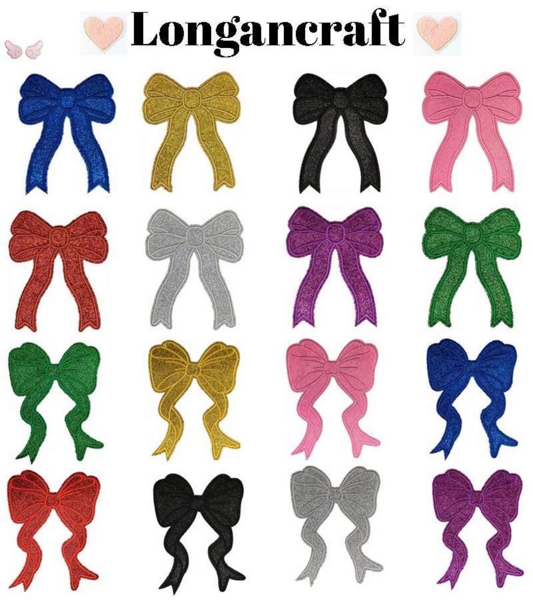 Large Colorful Bowknot Glitter Patch, Embroidered Bow Patch, Iron on ...