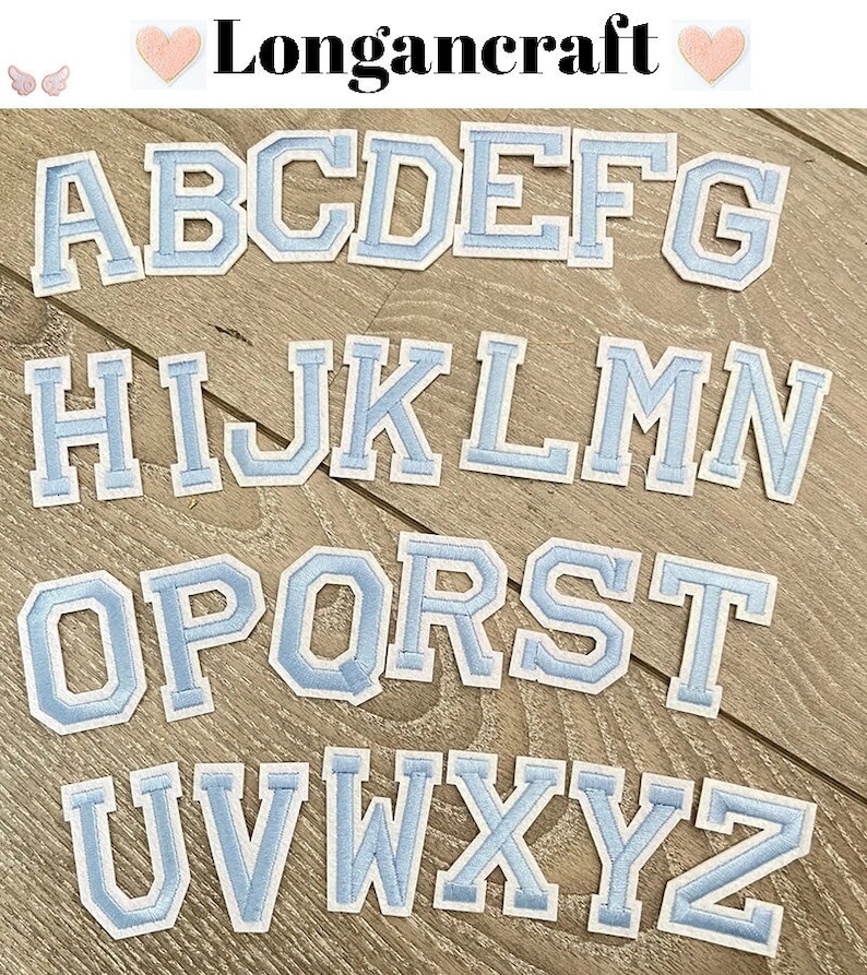 2 Inch Iron on Letter Patch Light Blue, Embroidery Letters Applique ...