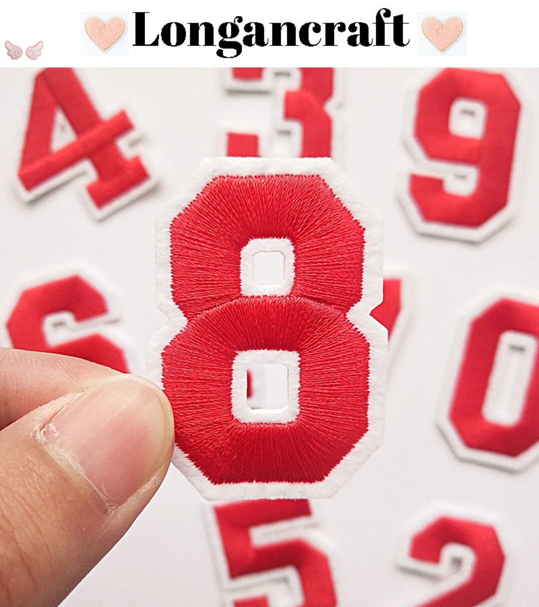 2.0 Inch Red Number Embroidery Patch, DIY Number Patches, Patches for ...