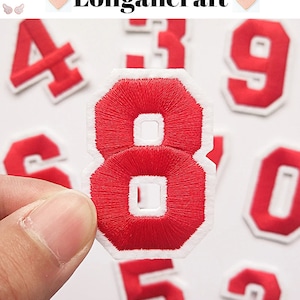 2.0 Inch Red Number Embroidery Patch, DIY Number Patches, Patches for ...