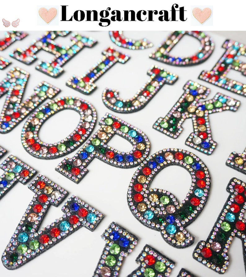 Color Rhinestone Patch A-Z, Letter Patches Iron On, Letter Appliques - Etsy