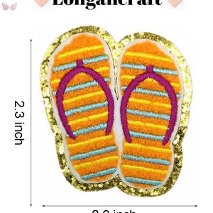 Summer Patches, Travel Chenille Patch, Palm Tree, Sun, Flip Flops ...