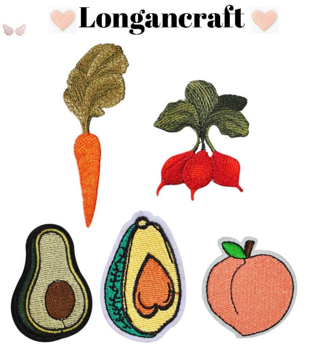 5pcs Fruit Embroidery Patch, Vegetable Patches, Carrot Patch, Peach ...