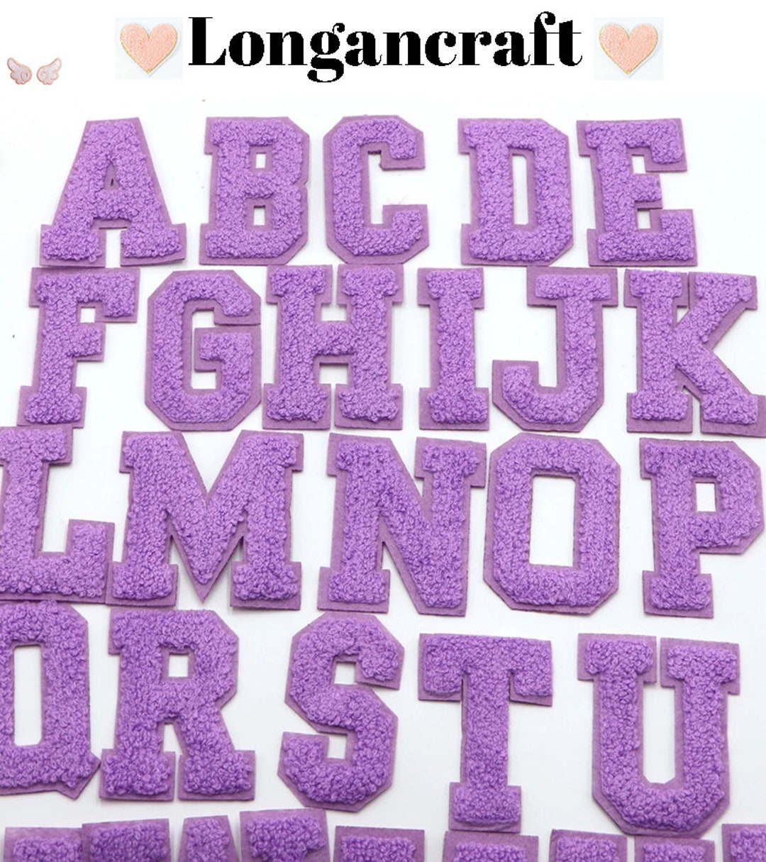 2.8 Inch Purple Chenille Letters Patch, DIY Name Alphabet Patches ...