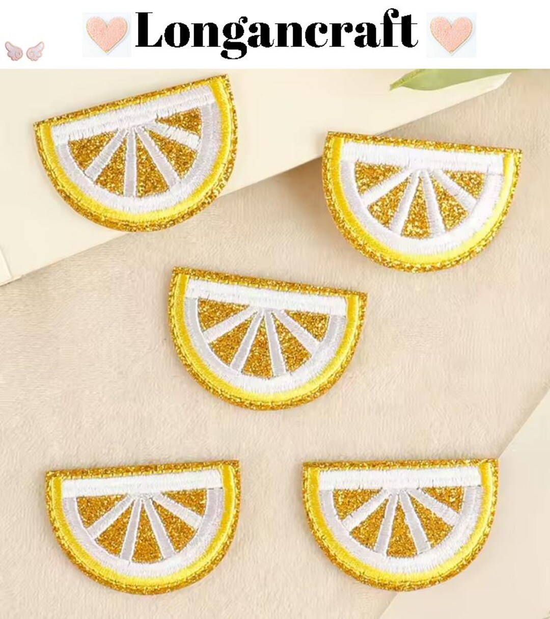 Fruit Glitter Embroidered Patch, Lemon Slice Patch, Summer Lemon Iron ...