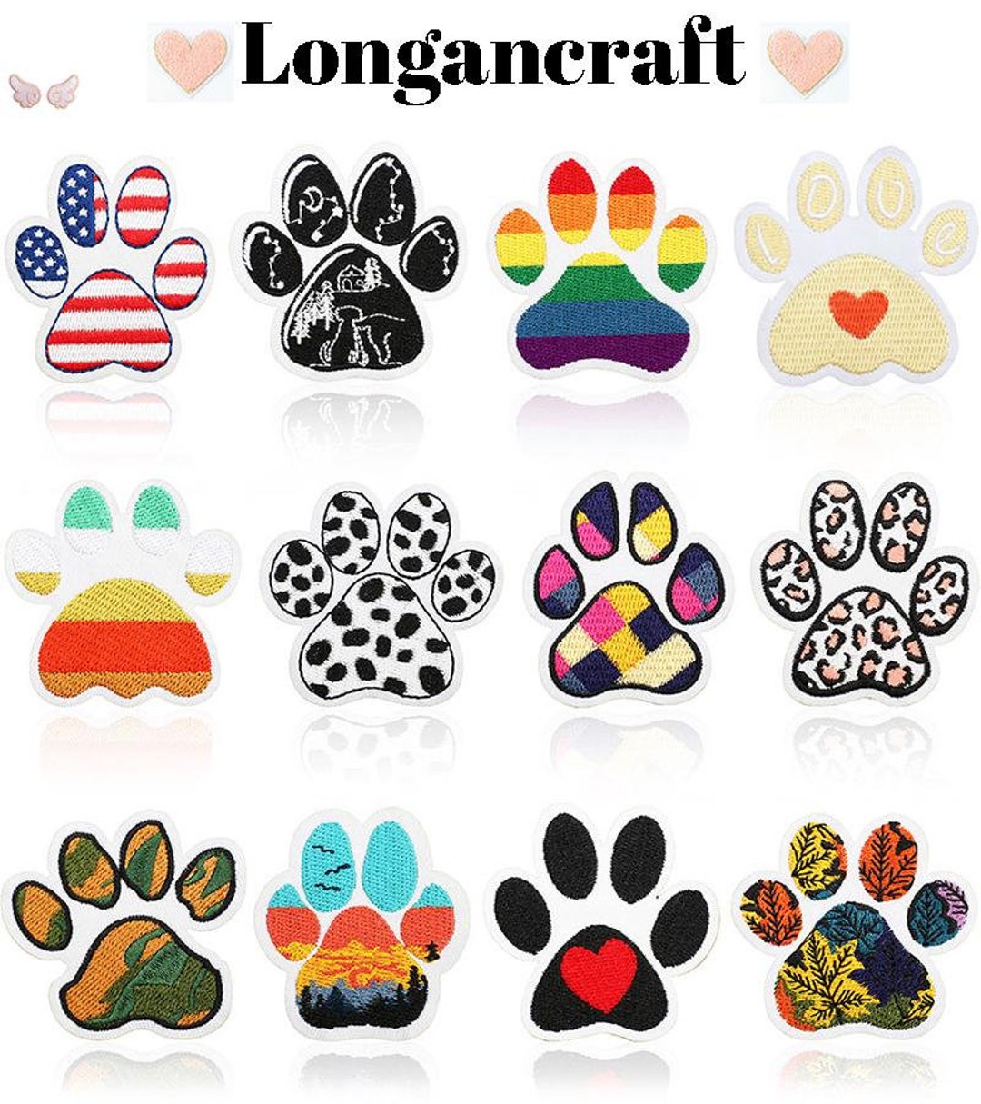 Paw Embroidered Patches, Color Paw Patches, DIY Patch, Iron on Patches ...