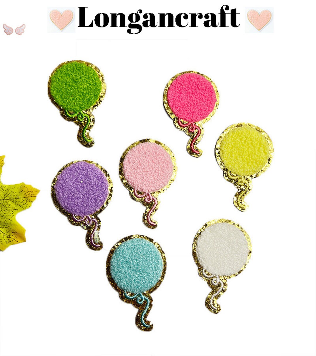 Colorful Balloon Chenille Glitter Patch, Balloon Patch, Gold Glitter ...