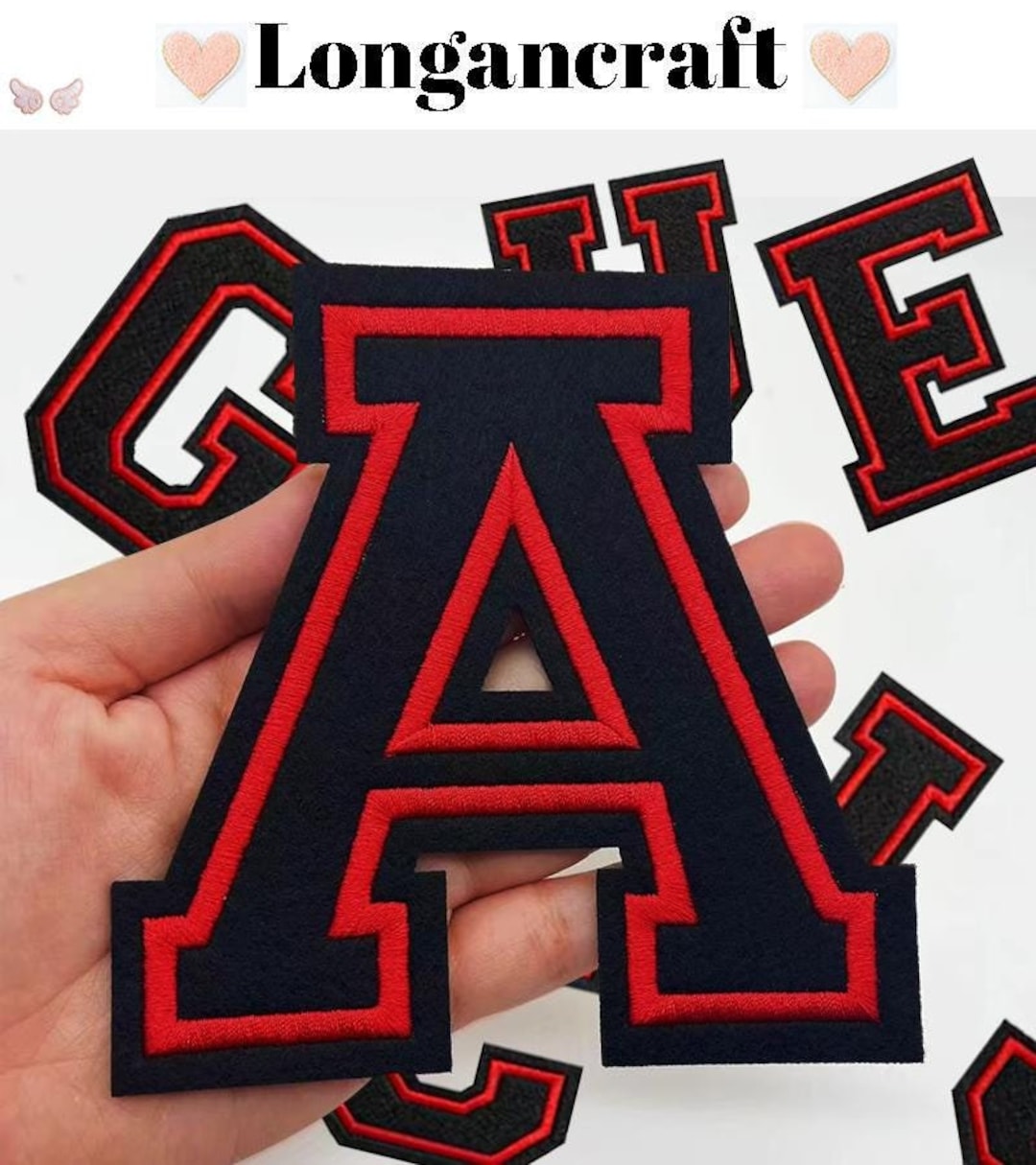 4.4 Inch Black Letter Patch With Red Border for Alphabet Patches, Large ...