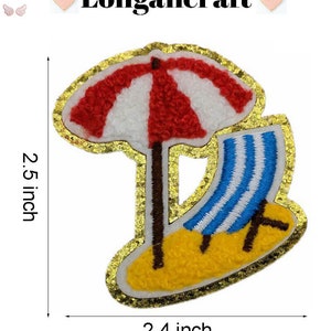 Beach Chenille Iron on Patches, Travel Patch, Summer Applique, Palm ...