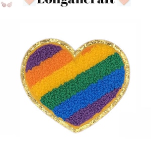 Heart Chenille Patch, Rainbow Heart Patches, Love Patch, Self-adhesive Patches - Etsy