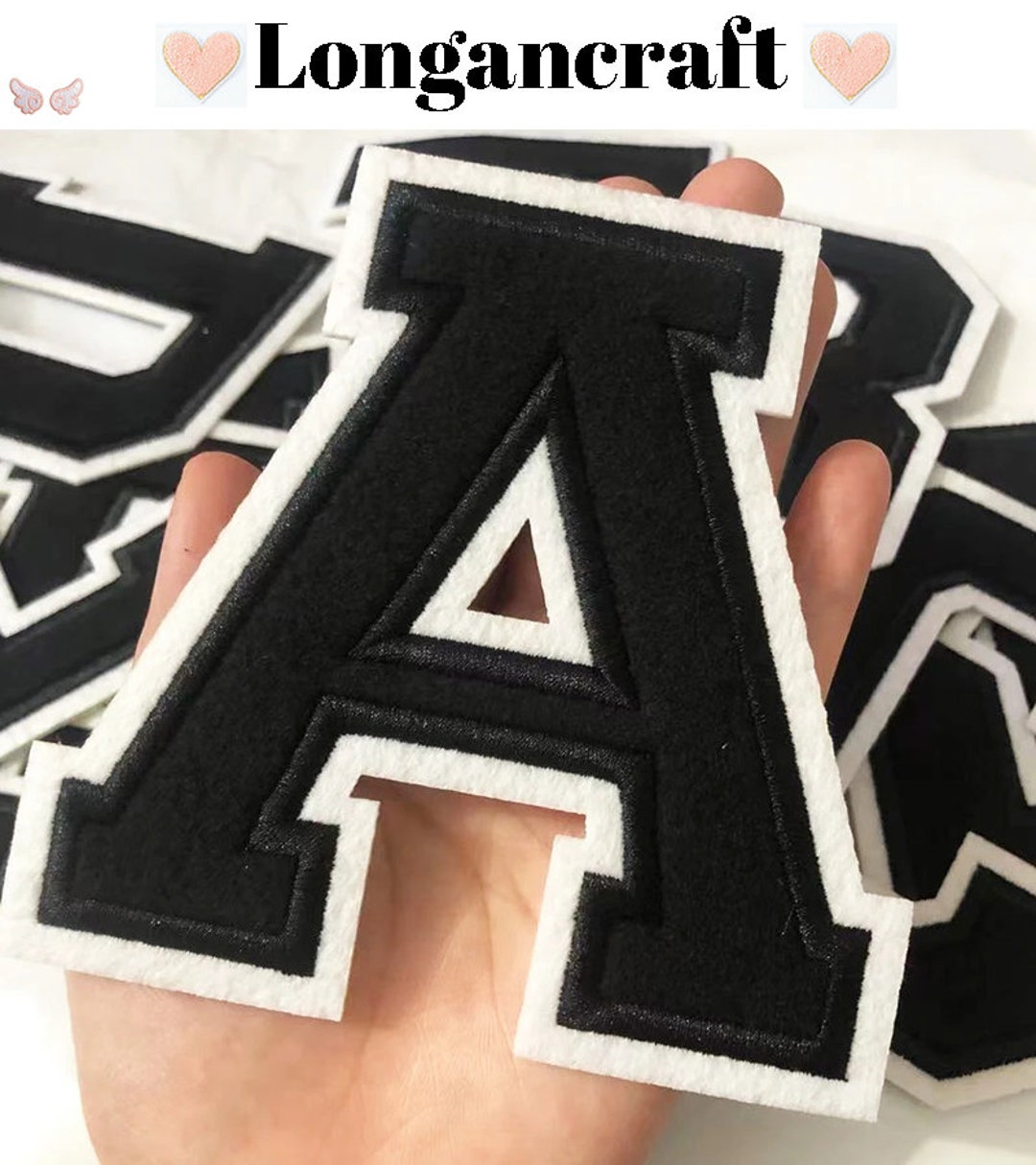 4.4 Inch Black Letter Embroidered Patch, DIY Name Alphabet Patches ...