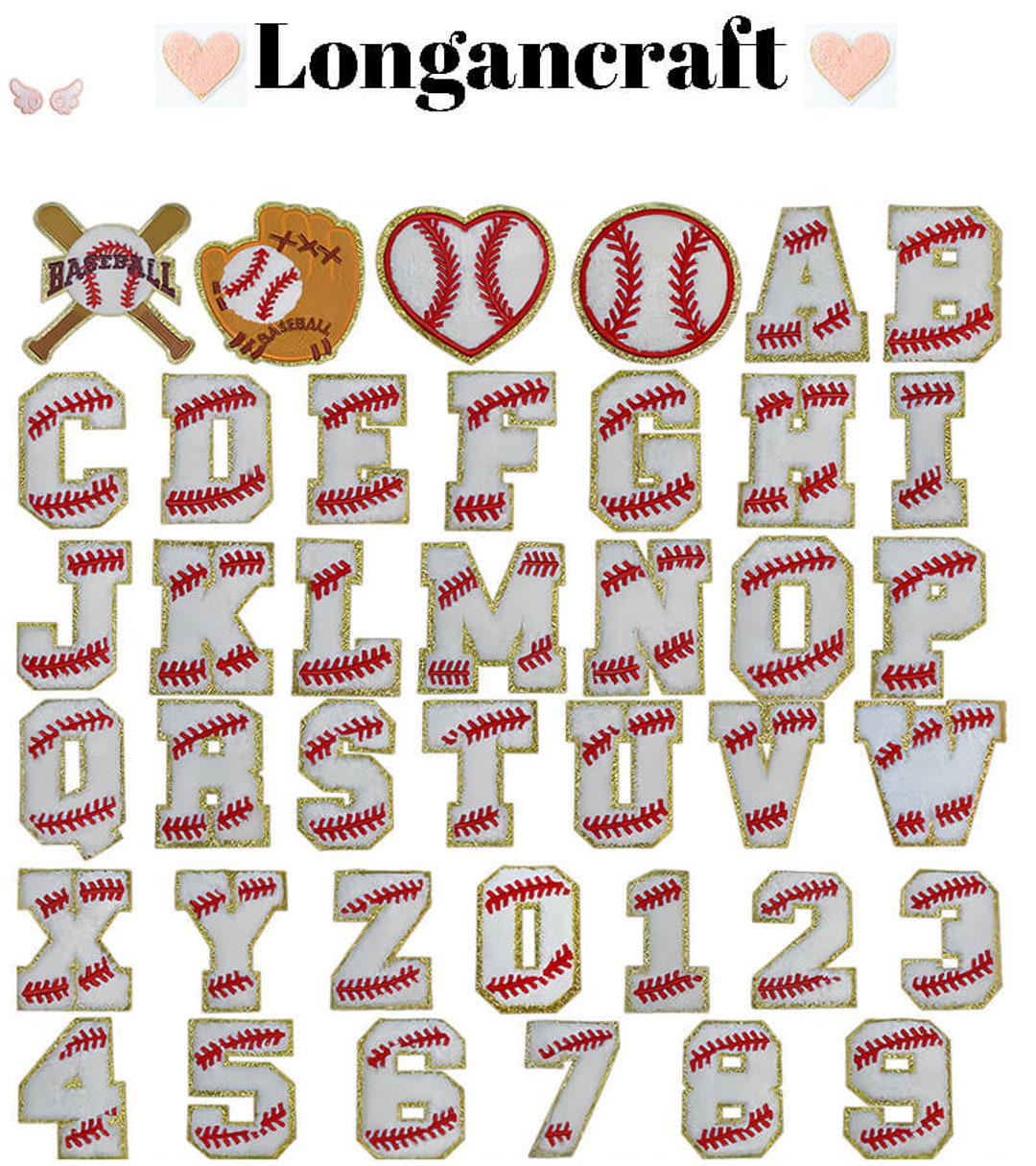 2.7 Inch Baseball Letter Iron on Patches, Sports Chenille Patch, Number ...