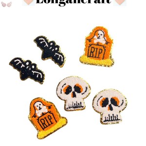 Skull Chenille Patch, Bat Patch, Gold Glitter Embroidered Patch, Iron ...