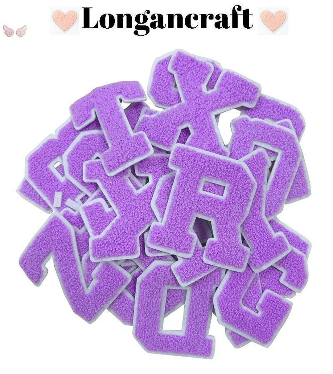 3.1 Inch Purple Chenille Letters Patch, DIY Name Alphabet Patches ...