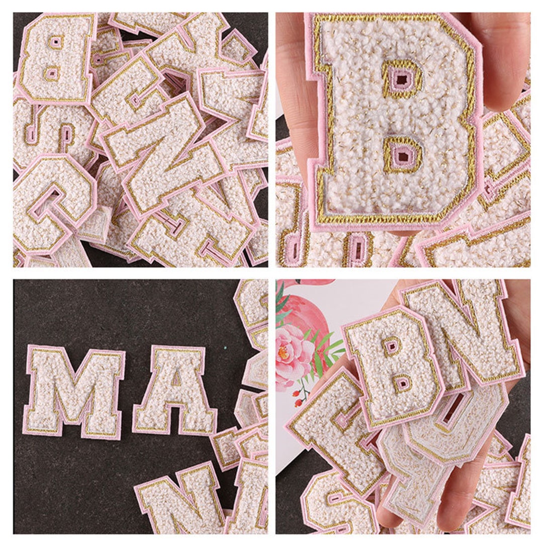 Pink Alphabet Letter Chenille Patch DIY Name Alphabet - Etsy