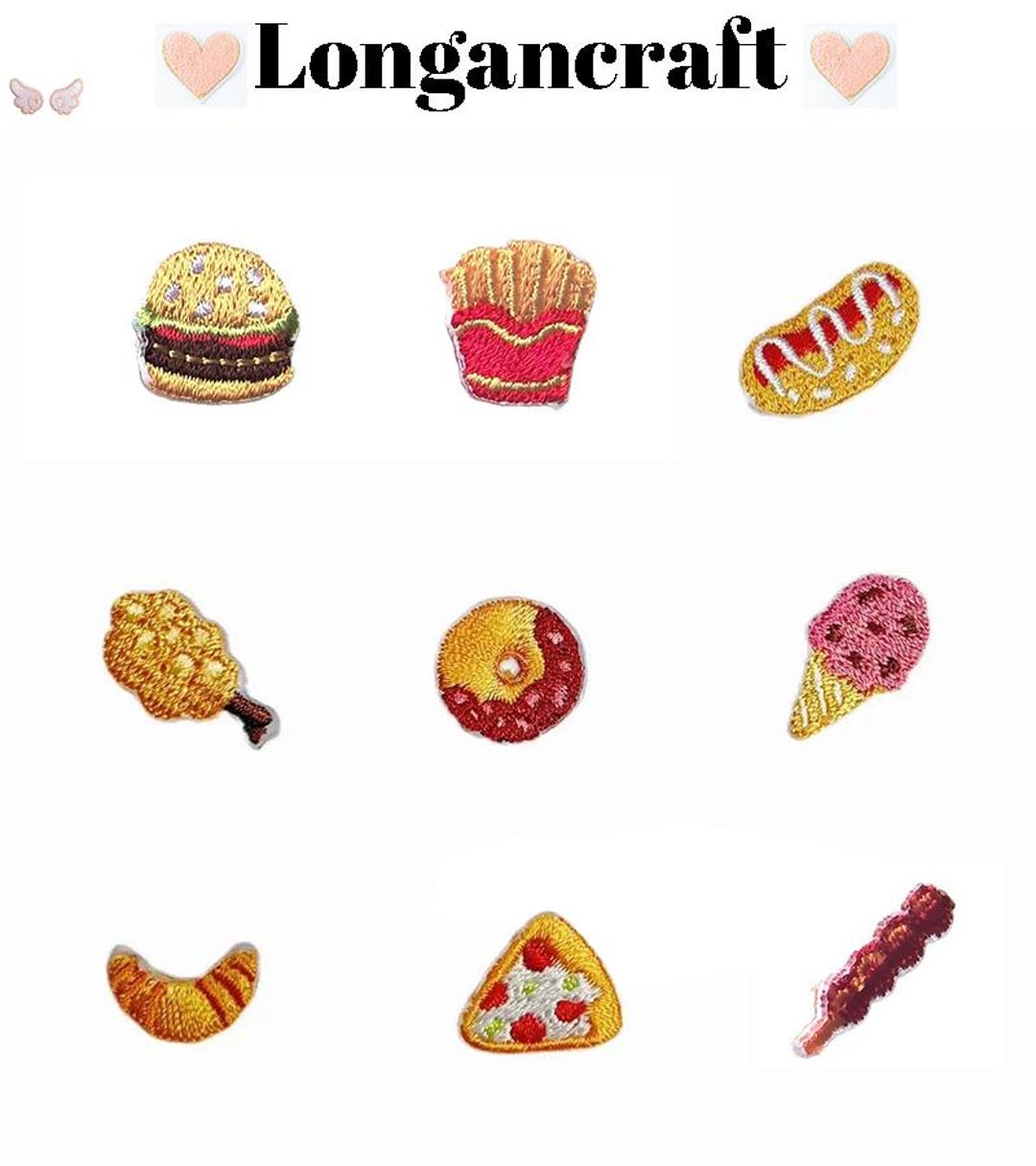 Mini Patches, Food Embroidered Patches, Hamburger, French Fries, Pizza ...