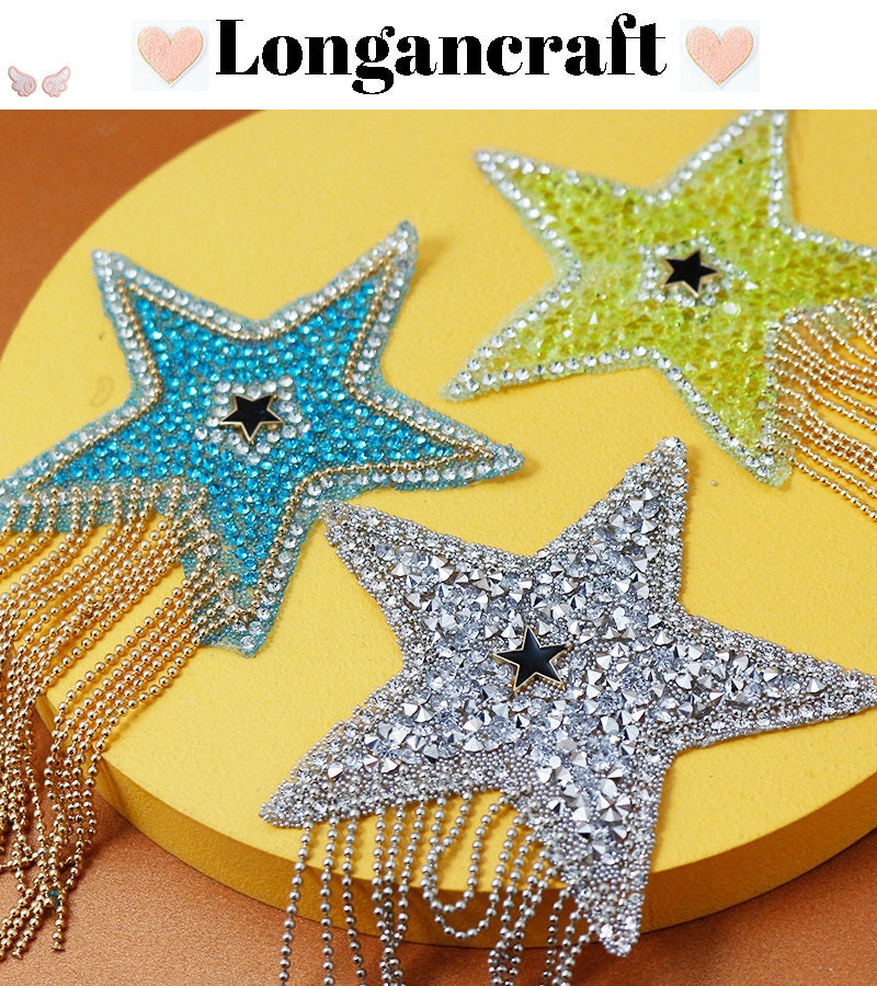 Colorful Star Patches Star Rhinestones Tassel Patch Iron on - Etsy