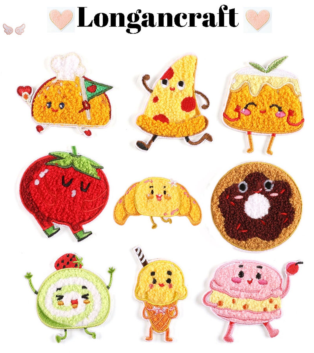 Food Chenille Patch, Pizza Patch, Tomato, Ice Cream Embroidered Patch ...