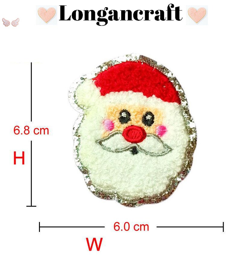 Christmas Tree Chenille Patch, Santa Claus Patches, Glitter Embroidered ...