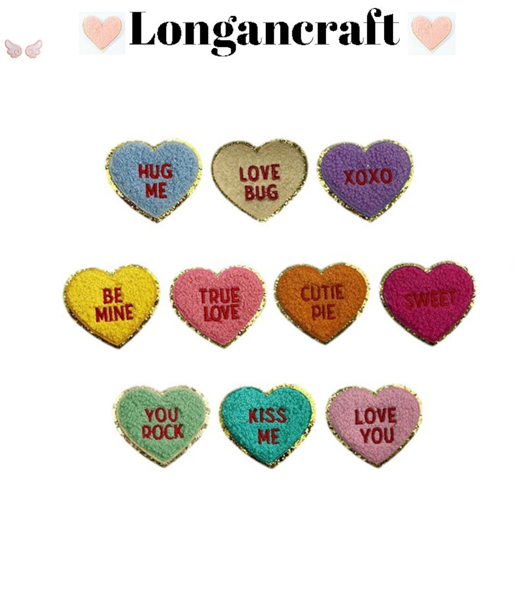 Colorful Heart Chenille Glitter Patch, Letter Heart Patch, Gold Glitter Patch, Iron on Patch - Etsy