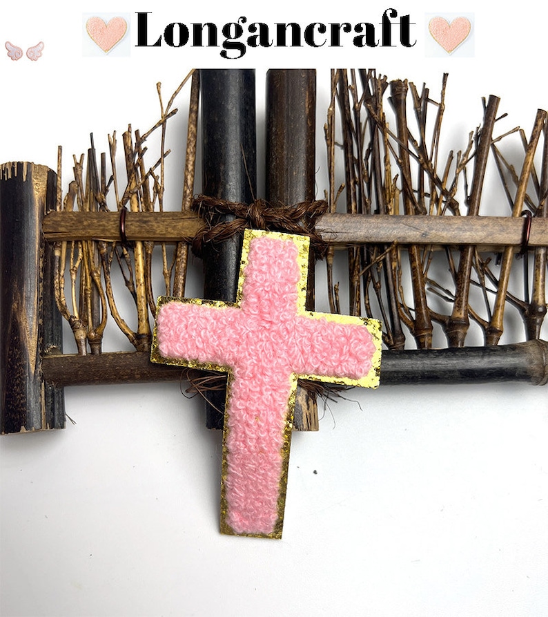 Cross Chenille Glitter Patch, Color Patch, Gold Glitter Embroidered ...