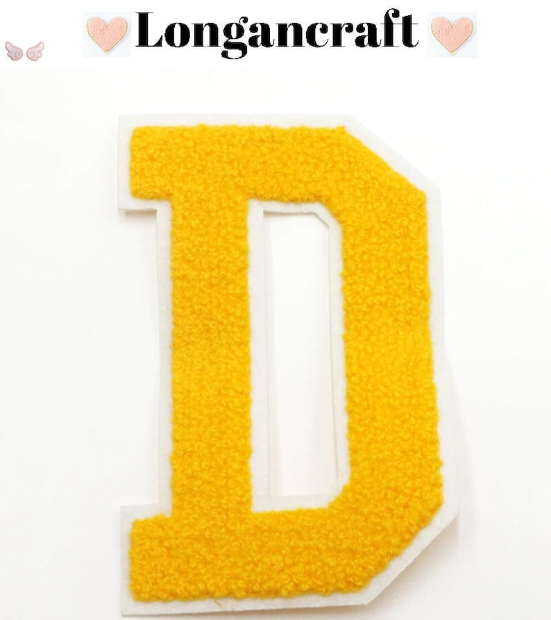 4.9 Inch Yellow Letter Iron on Patch, Large Letters Patches, Chenille ...