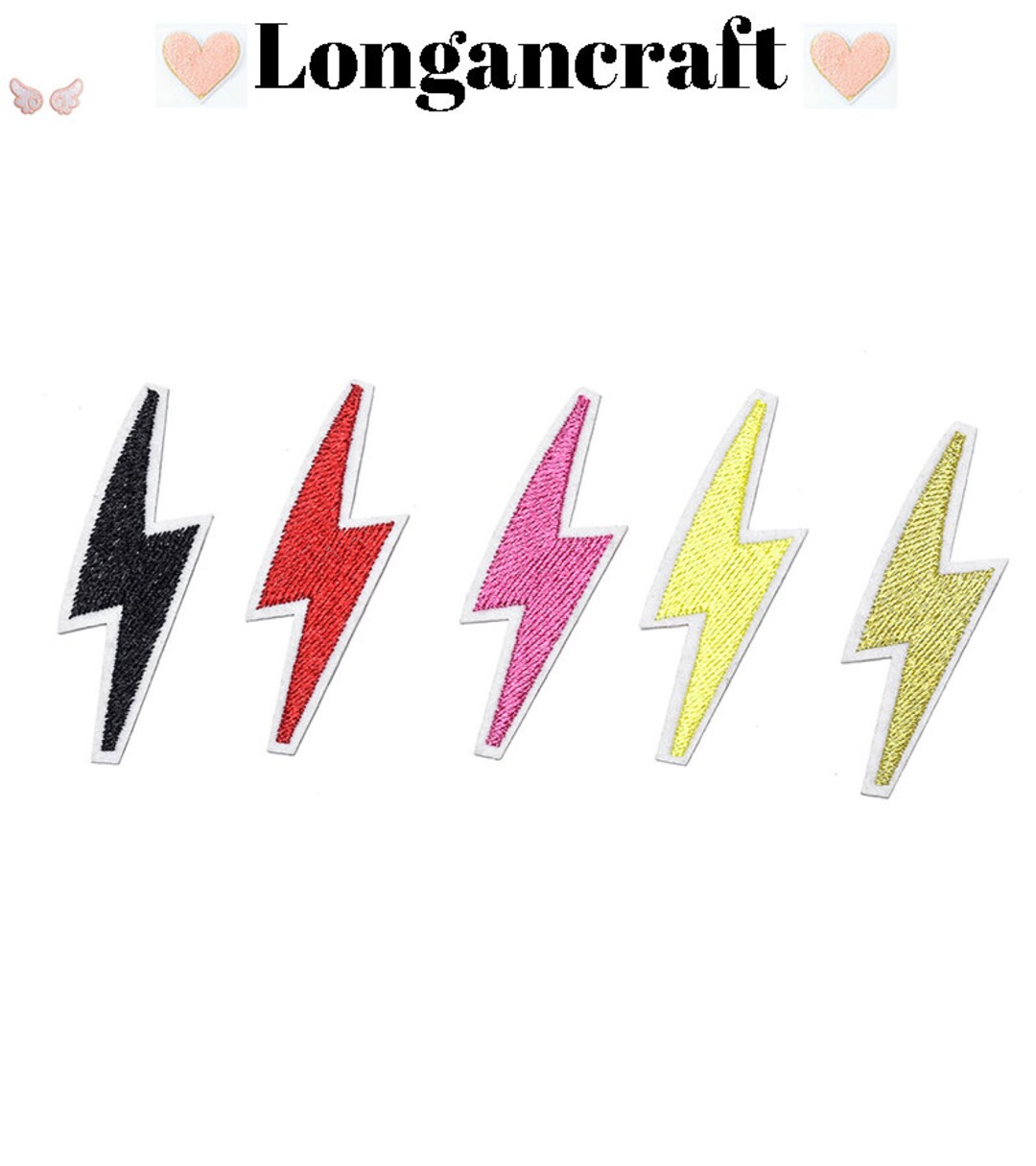 5pcs Embroidered Lightning Patch, Self Adhesive Patches, Lightning ...