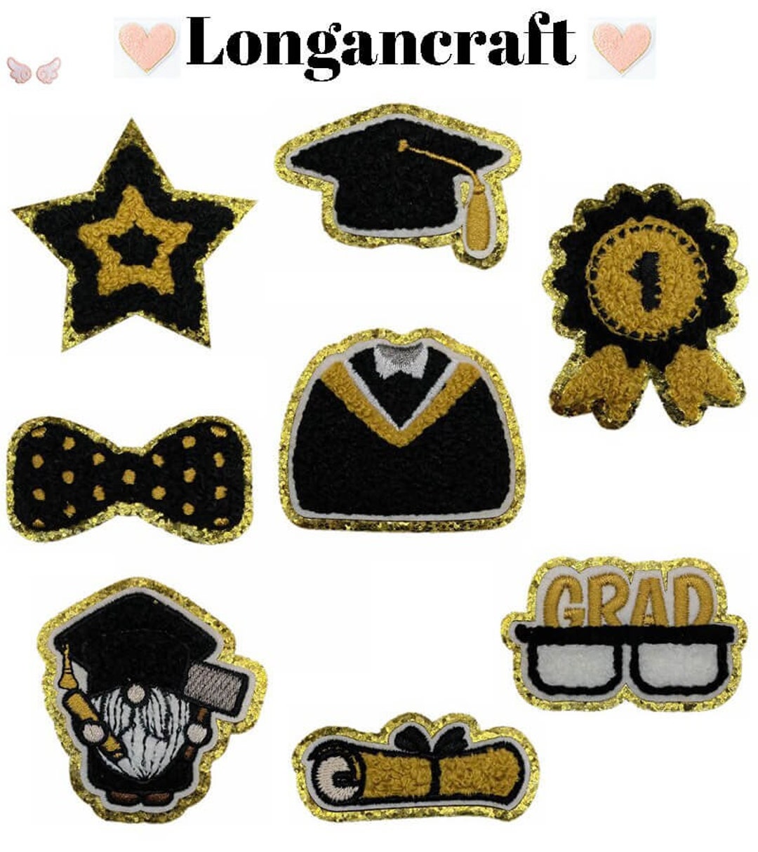 Graduation Hat Chenille Patches, Graduation Badge Patches, Star Patches ...