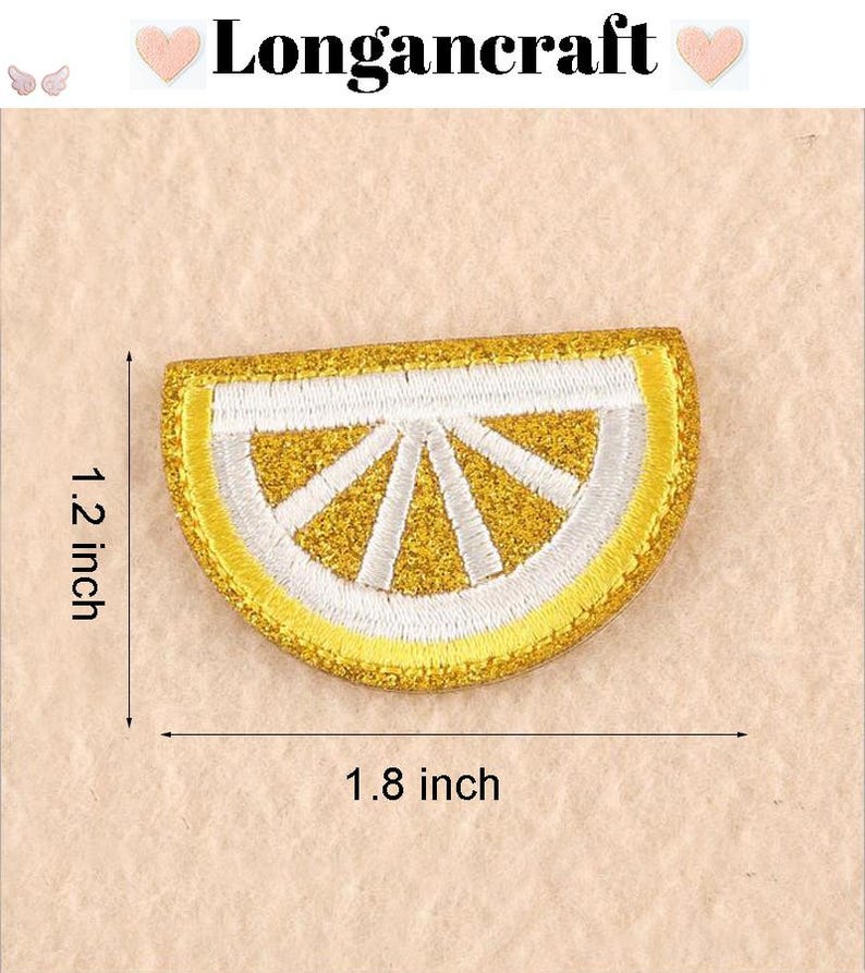 Fruit Glitter Embroidered Patch, Lemon Slice Patch, Summer Lemon Iron ...