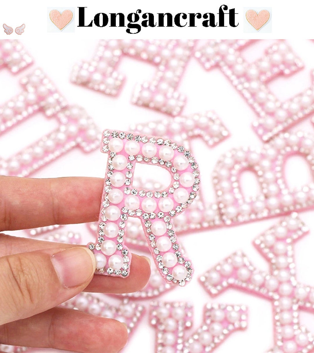 2.0 Inch Pink Beads Letter Patch, DIY Name Alphabet Patches, Patches ...