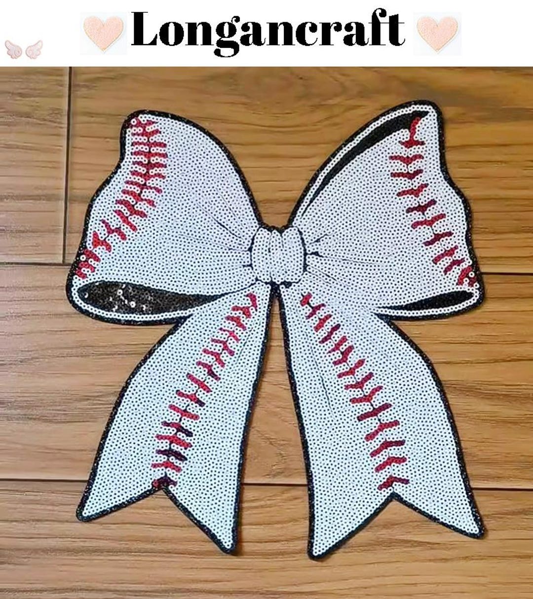 9.8 Inch Baseball Bow Sequin Patch, Large Sequin Patch, Game Day ...