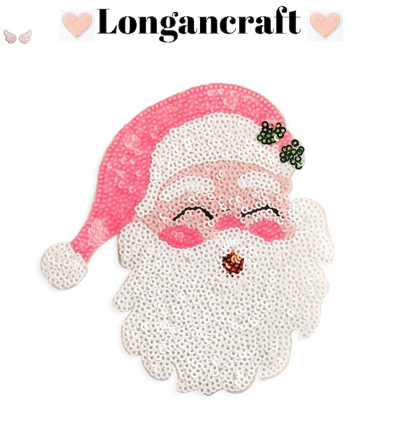Pink Santa Claus Sequin Iron on Patch - Etsy