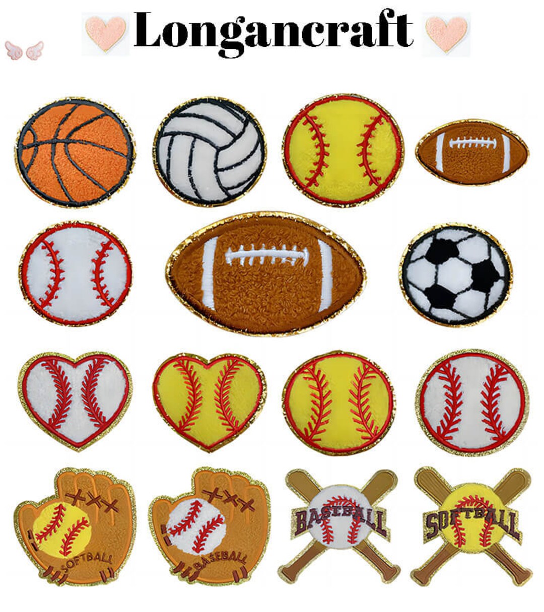 Ball Glitter Chenille Embroidered Patch , Football Patch, Basketball ...