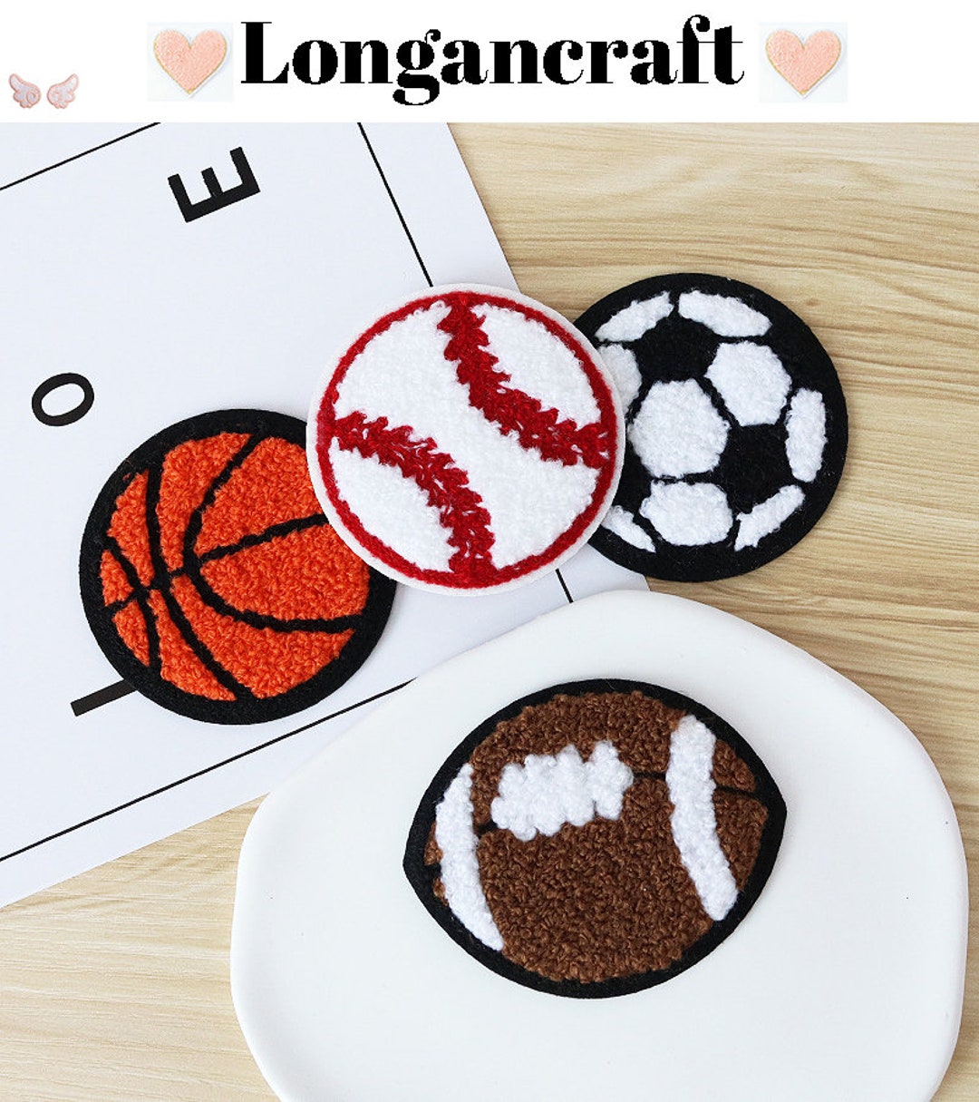 Ball Chenille Embroidered Patch 2PCS , Football Patch, Basketball Patch ...