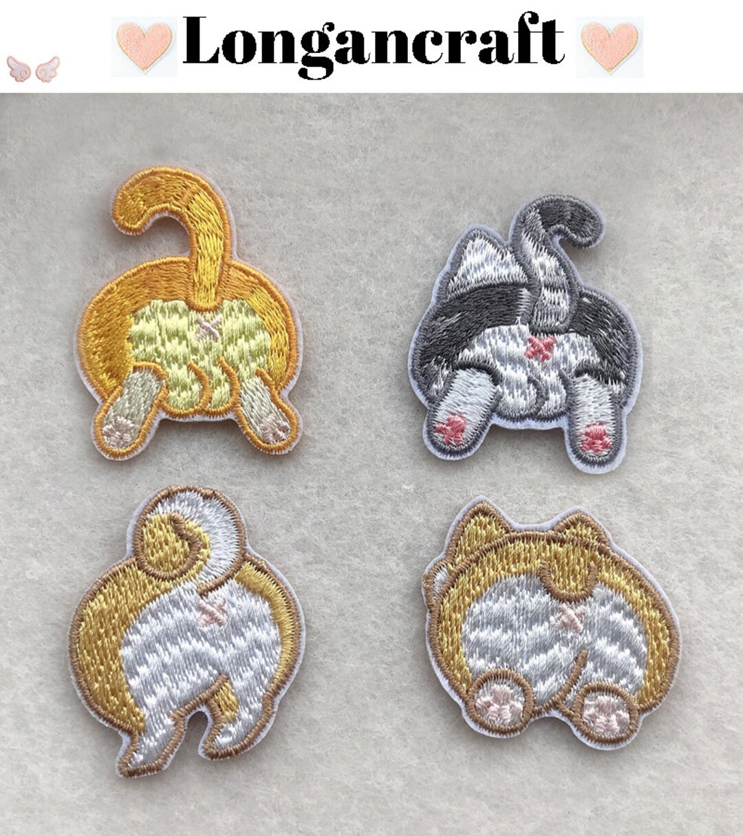 Animal Butt Embroidery Patch, Funny Animal Patch, Cat Patches, Shiba ...