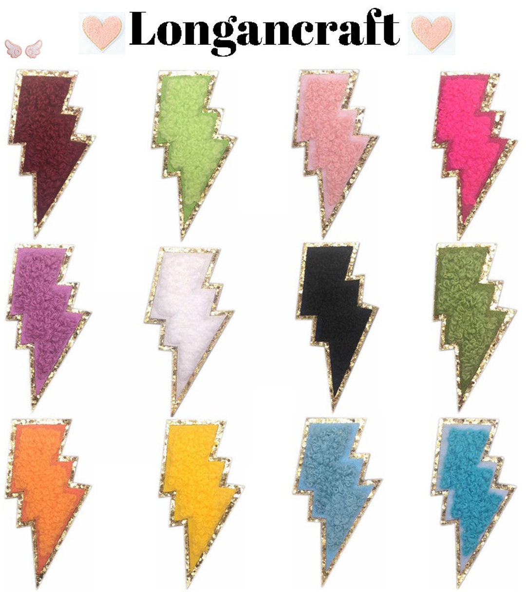 Lightning Embroidery Patch, Lightning Chenille Patch, Color Patches ...