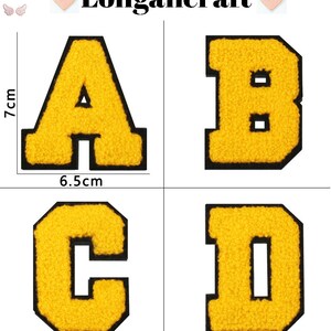 Yellow Chenille Letter Patch, Black Iron on Patch (2.7 Inch) - Etsy