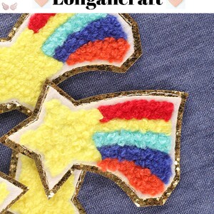Rainbow Star Chenille Embroidery Patch, Color Patch, Gold Glitter ...