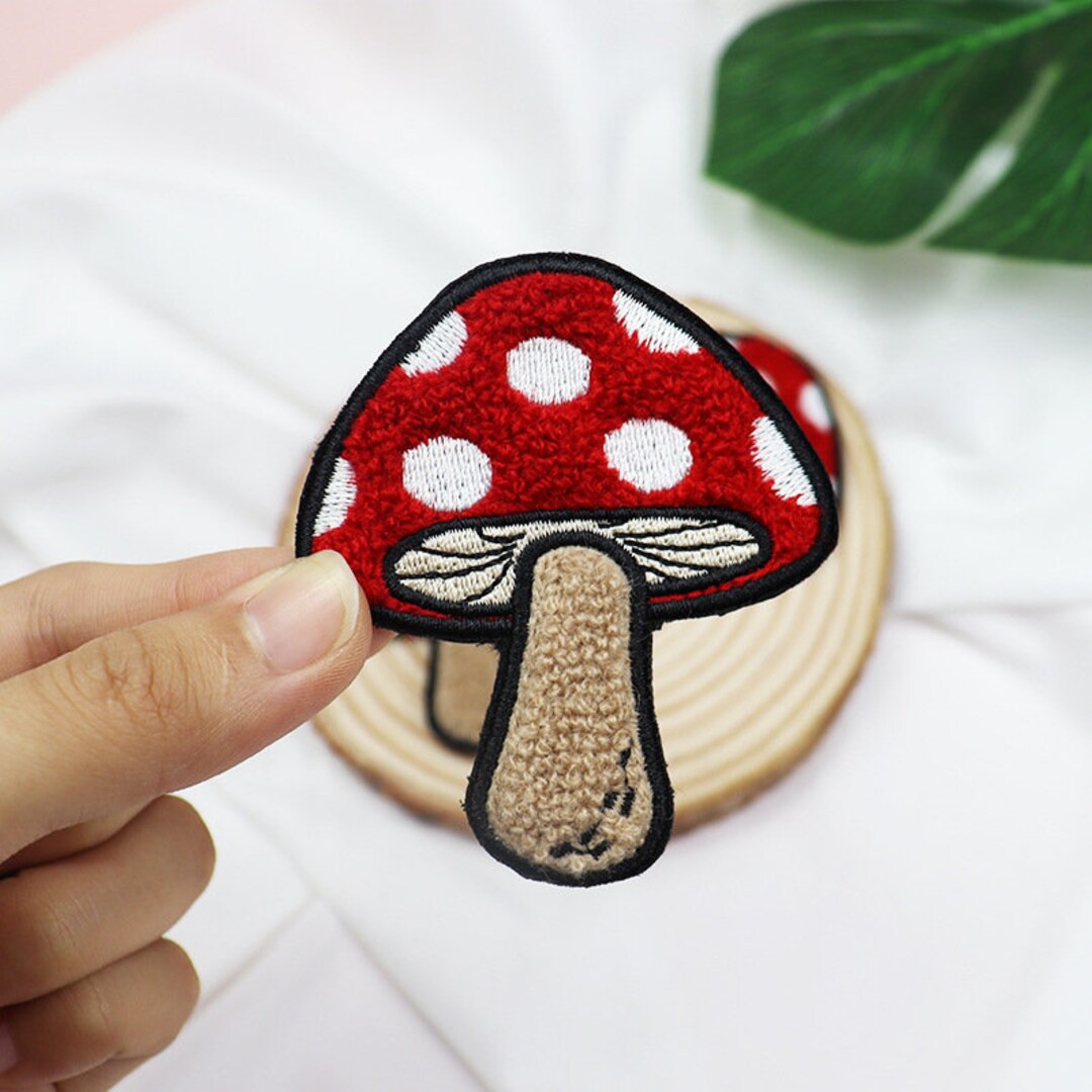 Red Mushroom Chenille Patch, Embroidered Iron on Applique - Etsy