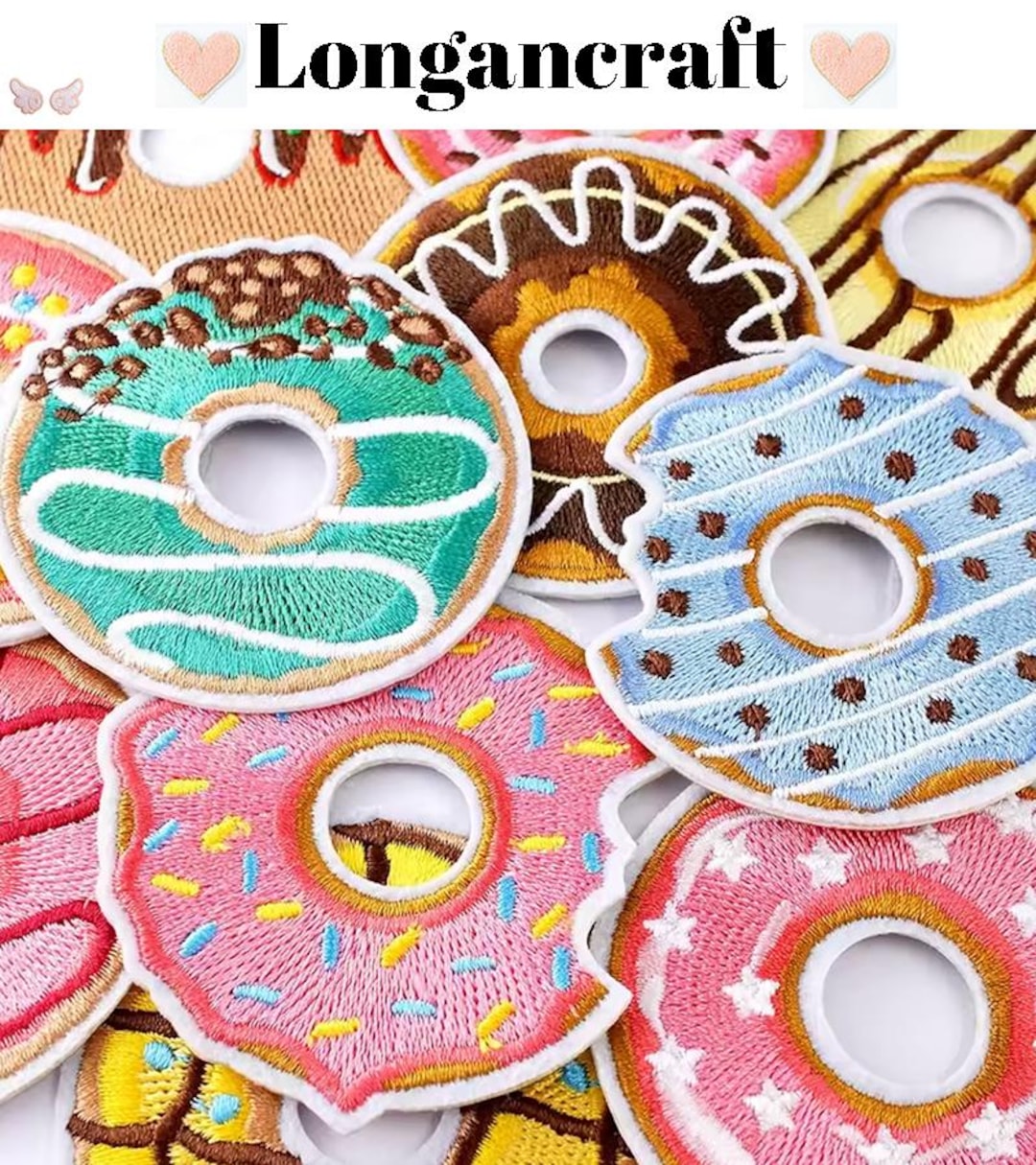 Donut Embroidered Patches, DIY Donut Embroidery Applique Patch ...