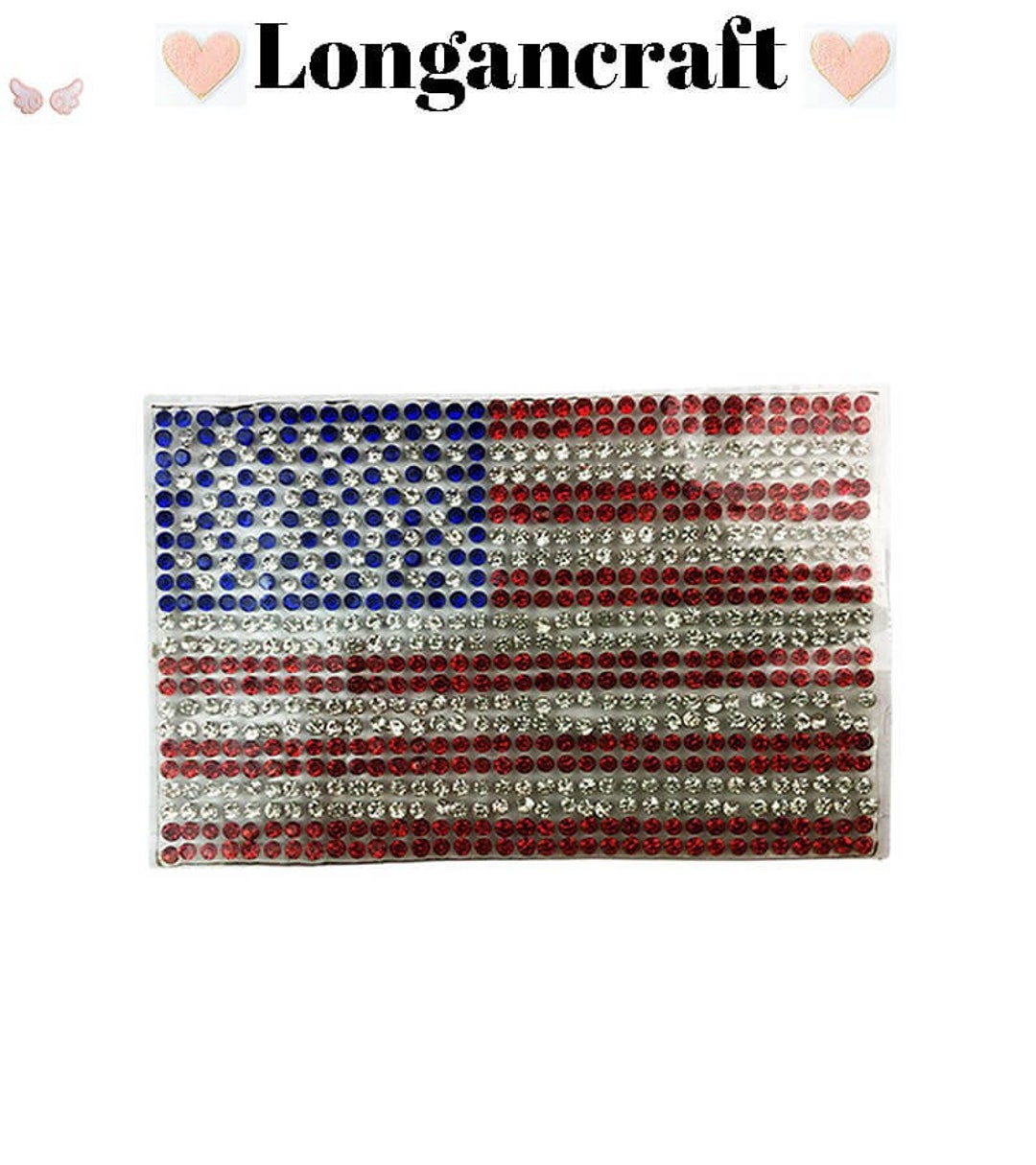 2.1 Inch USA Flag Rhinestone Patch, Flag Patch, American Flag ...