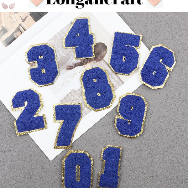 Navy Blue Chenille Numbers Patches - Etsy