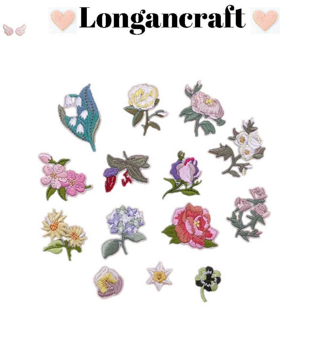 14pcs Flower Embroidery Patch, Rose, Lily, Hydrangea Patches, Iron on ...