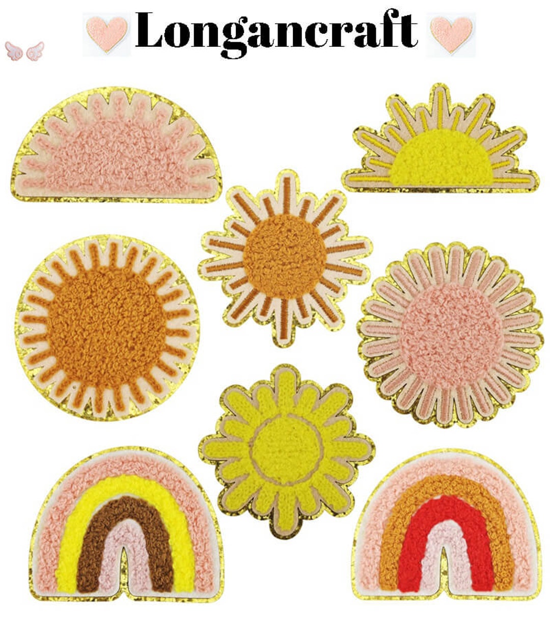 Rainbow Sun Chenille Iron on Patch, Boho Applique, Patches for Jackets ...