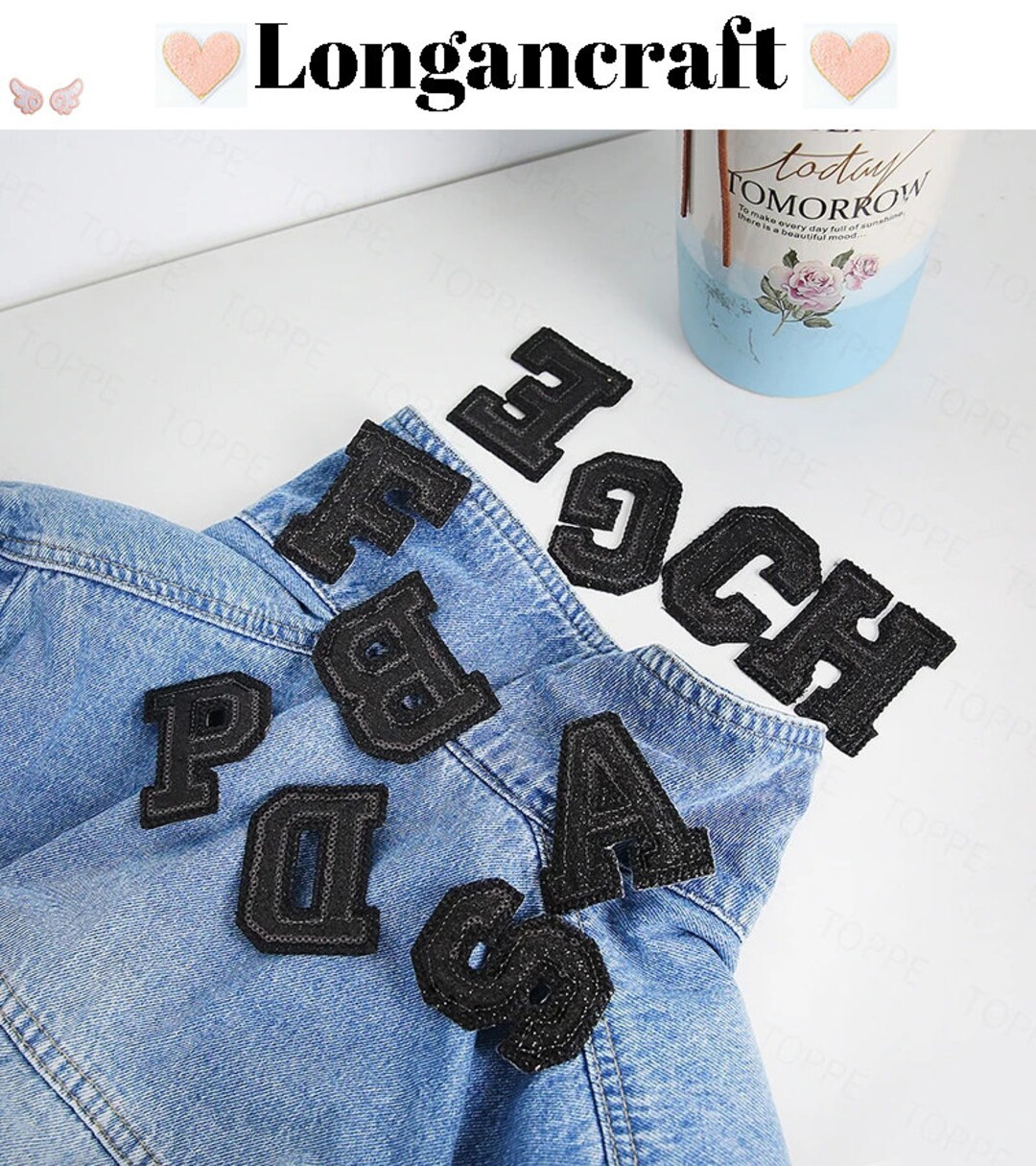 Black Sequins Letters Patch A-Z, Letter Patches Iron On/sew On, Letter ...