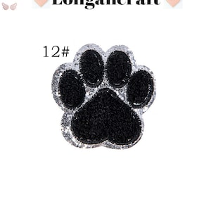 2pcs Cat Paw Chenille Glitter Patch, Dog Paw Patch, Silver Glitter ...