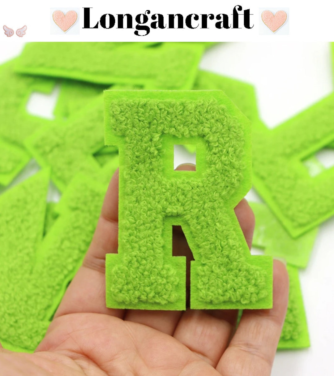 2.8 Inch Green Chenille Letters Patch, DIY Name Alphabet Patches ...